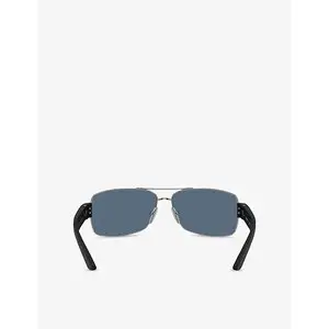 Prada Rectangular Frame Metal Sunglasses - Grey