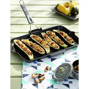 STAUB Rectangular Cast-iron Grill Pan With Pouring Spout 34cm