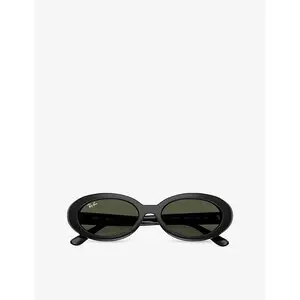 Ray-ban Oval-frame Acetate Sunglasses - Black