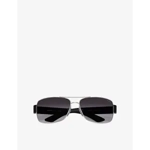 Prada Rectangular Frame Metal Sunglasses - Silver