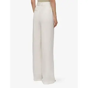 JOSEPH High-rise Wide-leg Linen-blend Trousers - Wax
