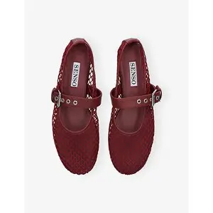 Senso Carina Woven Ballet Flats With Buckled Mary Jane Strap - Wine