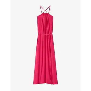 JOSEPH Zuzi Halterneck Crepe Maxi Dress - Fuchsia