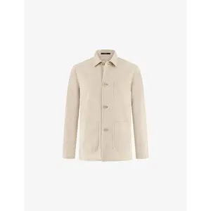 Boggi Milano Patch-pocket Regular-fit Cotton And Linen Overshirt