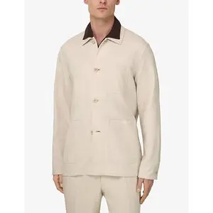 Boggi Milano Patch-pocket Regular-fit Cotton And Linen Overshirt