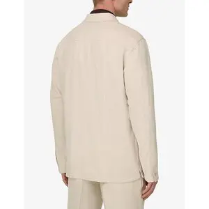 Boggi Milano Patch-pocket Regular-fit Cotton And Linen Overshirt