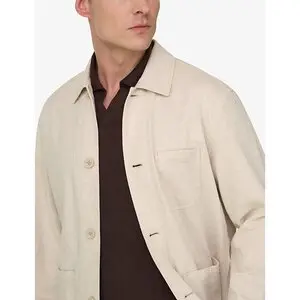 Boggi Milano Patch-pocket Regular-fit Cotton And Linen Overshirt