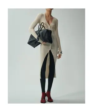 Magda Butrym Long Sleeve V-neck Button-up Midi Dress