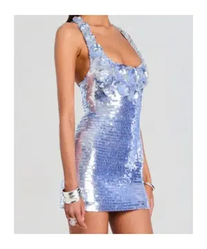Retrofete Joanne Embroidered Sequin Mini Dress - Ice-blue