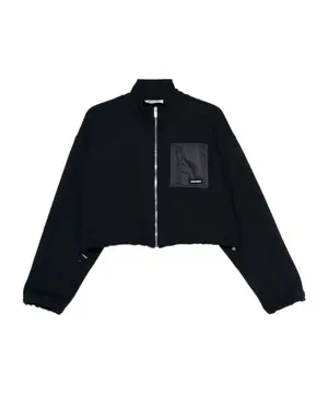 Miu Miu Cropped Zip-up Sweatshirt With Drawstring Cuffs