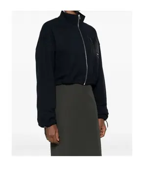Miu Miu Cropped Zip-up Sweatshirt With Drawstring Cuffs