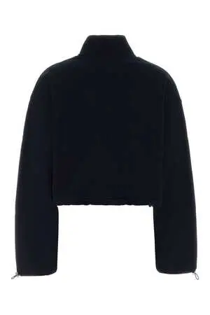 Miu Miu Cropped Zip-up Sweatshirt With Drawstring Cuffs - Blue