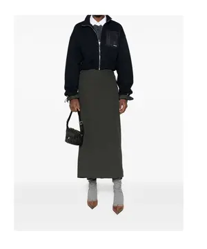 Miu Miu Cropped Zip-up Sweatshirt With Drawstring Cuffs - Blue