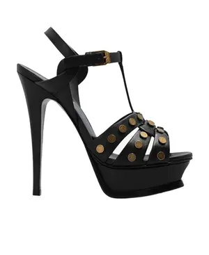Saint Laurent Tribute Platform Sandals With Studs - Black