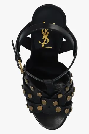Saint Laurent Tribute Platform Sandals With Studs - Black