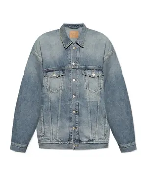 Balenciaga Oversized Denim Jacket With Engraved Logo Buttons