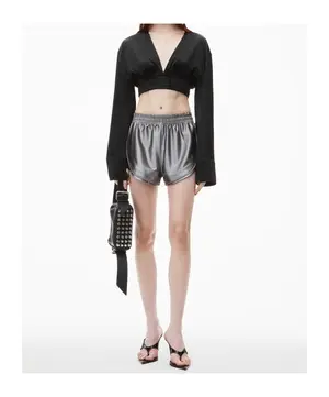 Alexander Wang V-neck Cropped Long Sleeve Top