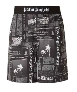 Palm Angels Newspaper Print Bermuda Shorts