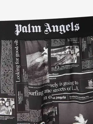 Palm Angels Newspaper Print Bermuda Shorts