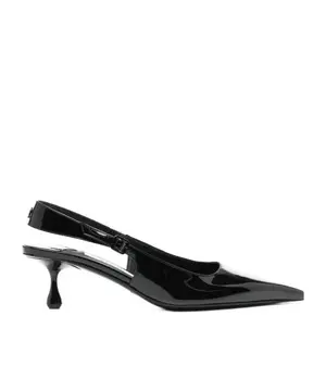 JIMMY CHOO Amel 50mm Patent Leather Slingback Pumps - Black