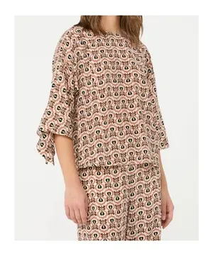 Max Mara Printed Silk Crepe De Chine Blouse With Tie Detail