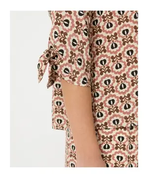 Max Mara Printed Silk Crepe De Chine Blouse With Tie Detail