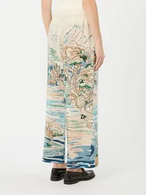 Max Mara Printed Silk Trousers