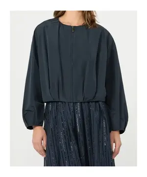 Max Mara Butterfly Cropped Zip-up Jacket - Navy
