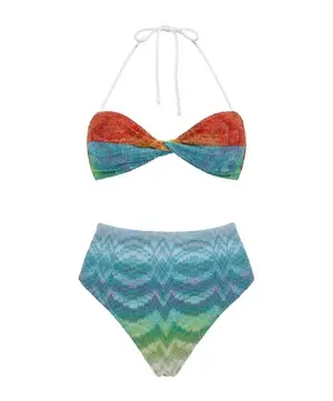 Missoni Twist Detailed Patterned Bikini Set - Blue