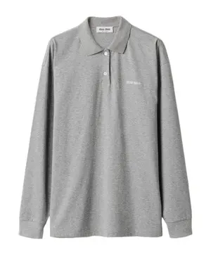 Miu Miu Long Sleeve Jersey Polo Shirt