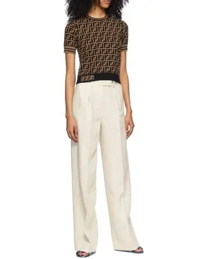 Fendi Ff Motif Knit Short-sleeve Pullover