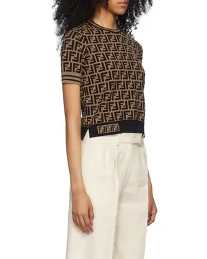 Fendi Ff Motif Knit Short-sleeve Pullover