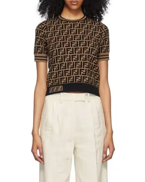 Fendi Ff Motif Knit Short-sleeve Pullover