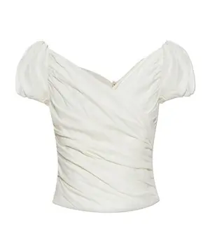 Cult Gaia Off-the-shoulder Bubble Sleeve Wrap Top