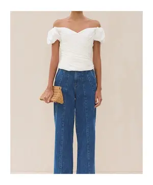 Cult Gaia Off-the-shoulder Bubble Sleeve Wrap Top