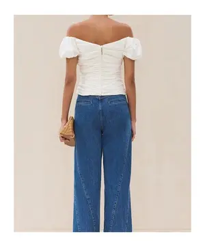 Cult Gaia Off-the-shoulder Bubble Sleeve Wrap Top