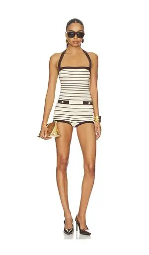 LOVERS AND FRIENDS Marea Stripe Romper - Brown