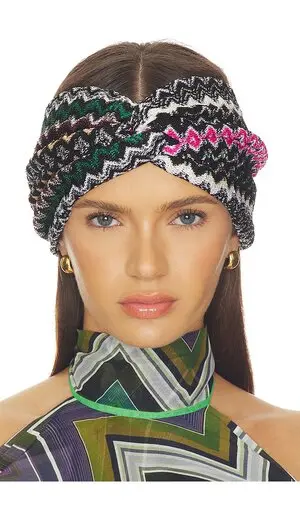 Missoni Headband In Chevron Multi - Black
