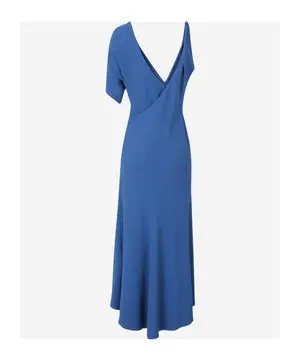 Victoria Beckham V-neck Asymmetrical Midi Dress