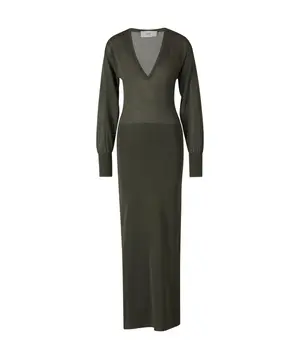 Ami V-neck Maxi Dress With Ribbed Details