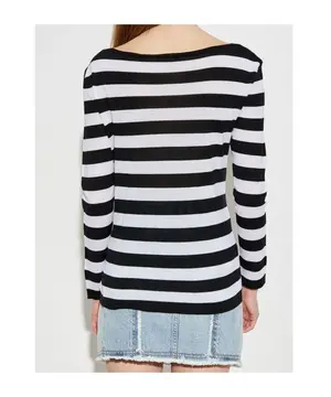 Balmain Striped Long Sleeve Jumper With Logo Embellishment