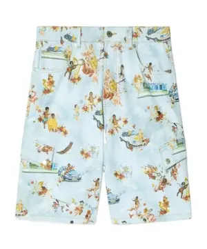 Off-White Cargo Shorts With Cherub Print - Blue