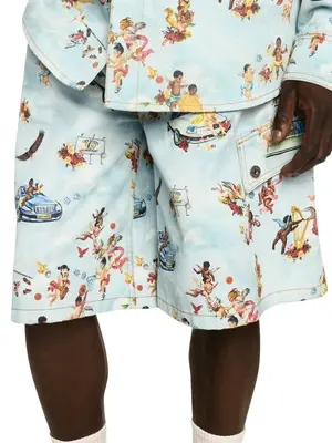 Off-White Cargo Shorts With Cherub Print