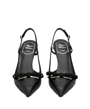 ROGER VIVIER Virgule Slingback Pumps In Leather With Mini Buckle Detailing - Black