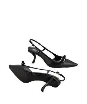 ROGER VIVIER Virgule Slingback Pumps In Leather With Mini Buckle Detailing - Black