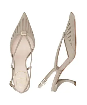 ROGER VIVIER Virgule D'orsay Pumps In Suede With Mini Buckle Detail - Grey