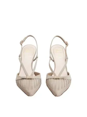 ROGER VIVIER Virgule D'orsay Pumps In Suede With Mini Buckle Detail - Grey
