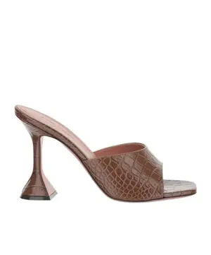 Amina Muaddi Embossed Leather Mules
