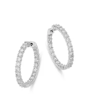 Bloomingdale'S Certified Diamond Inside Out Hoop Earrings In 14k Gold, 4.0 Tcw - White