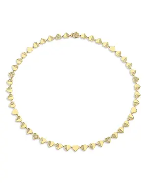 SYDNEY EVAN 14k Yellow Diamond Half Heart Eternity Necklace - Gold